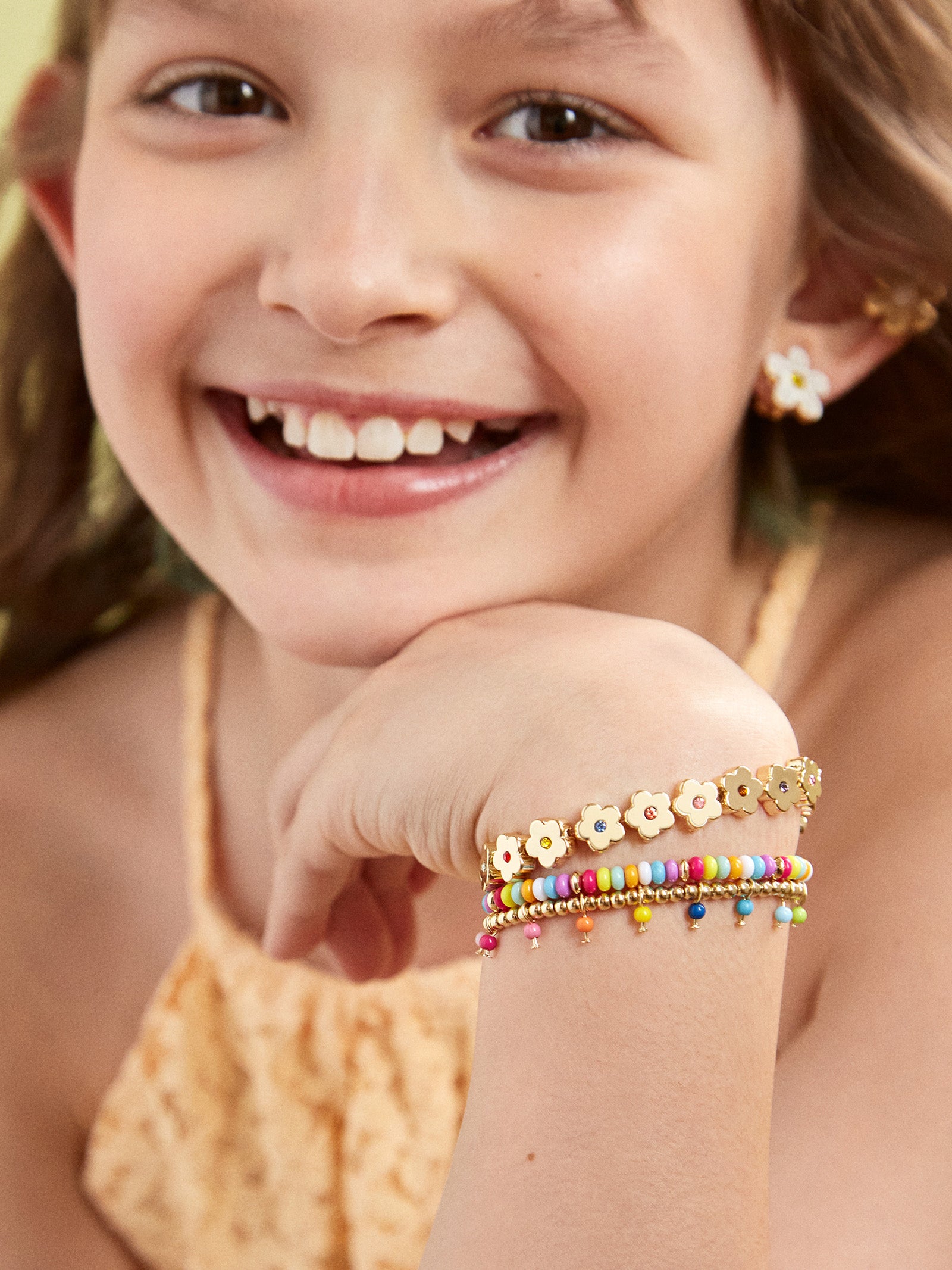 Flower Power Kids' Bracelet Set - Kids' Flowers – Three kids' beaded ...