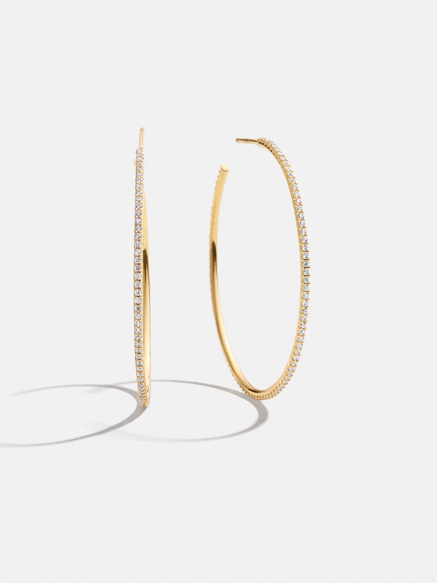 Niata 18K Gold Earrings - 40MM – 18K gold plated sterling silver, Cubic Zirconia stones ...