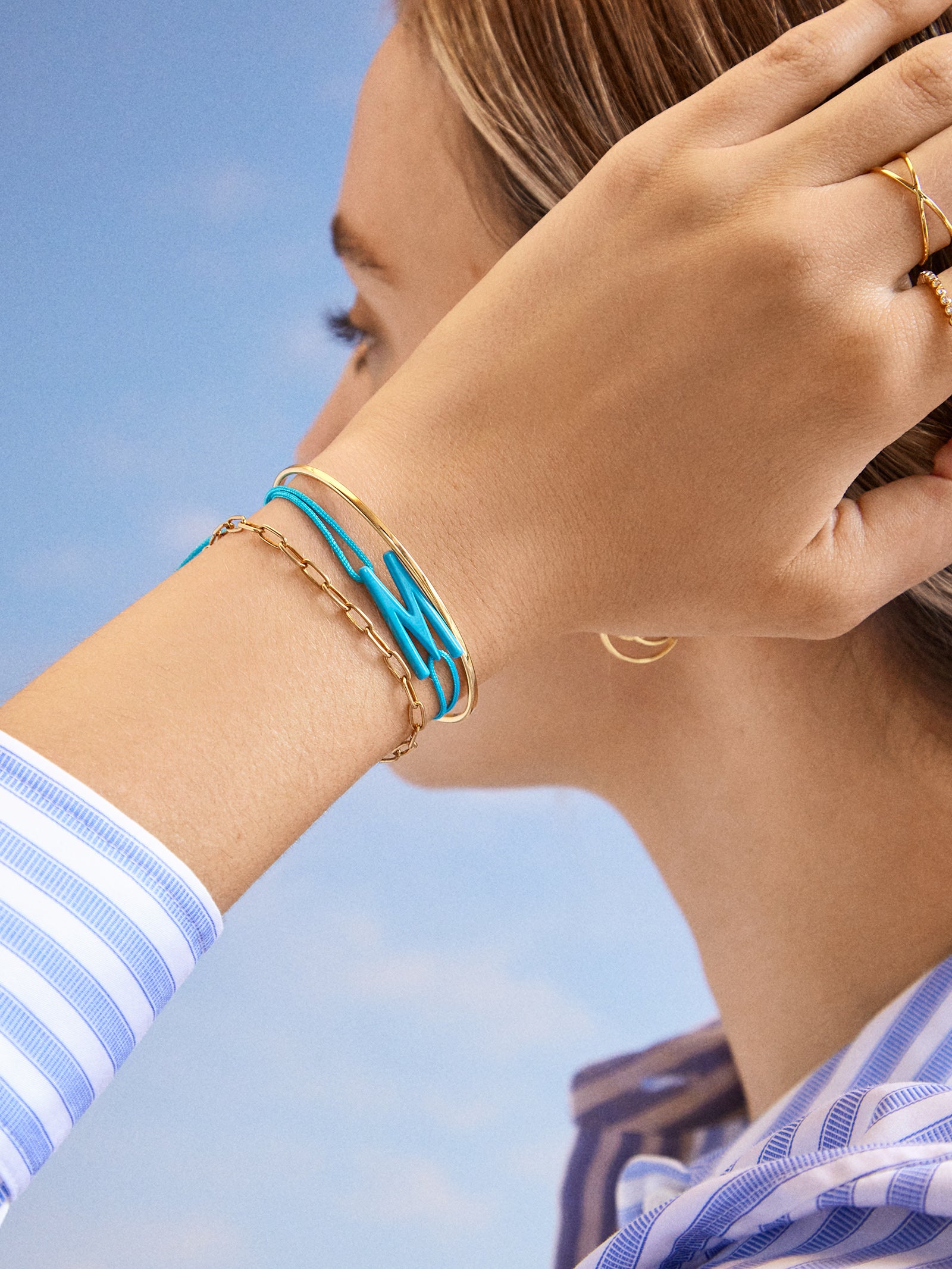 East West Initial Cord Bracelet - Aqua – This Week Only: The Labor Day Event - Prices as marked ...