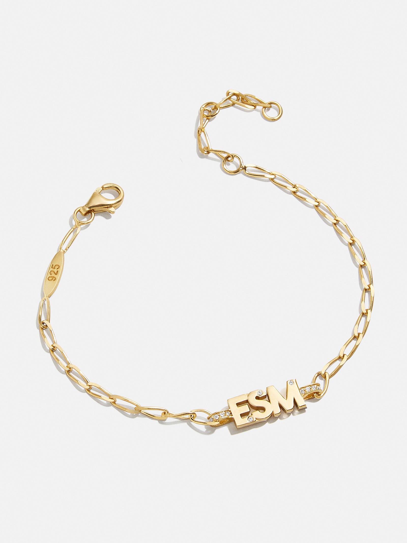 Mini 18K Gold Custom Initial Bracelet - Gold/Pavé – Made with Love: 15% ...