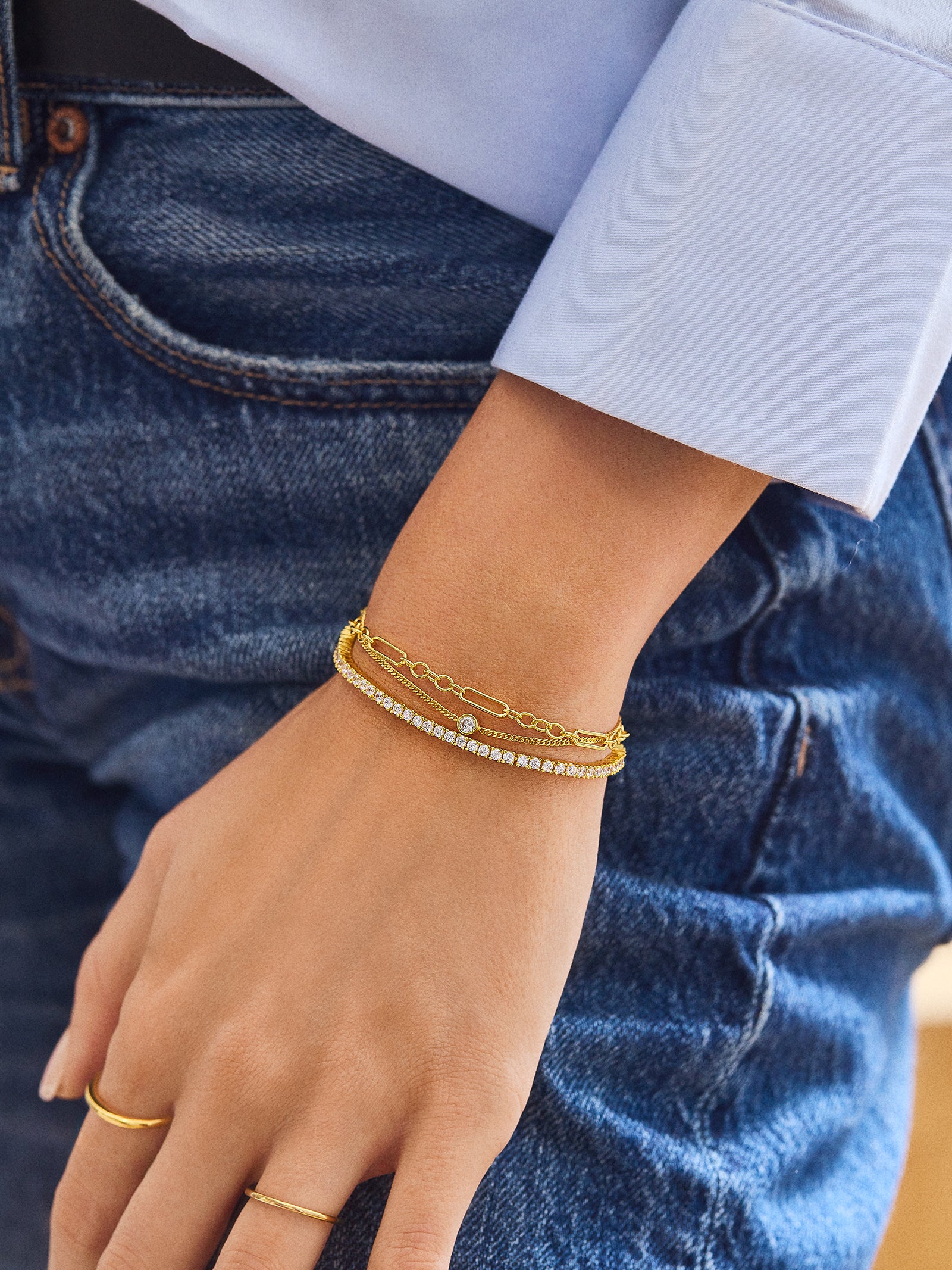 Zora 18K Gold Layered Bracelet - Zora 18K Gold Layered Bracelet – 3-in ...