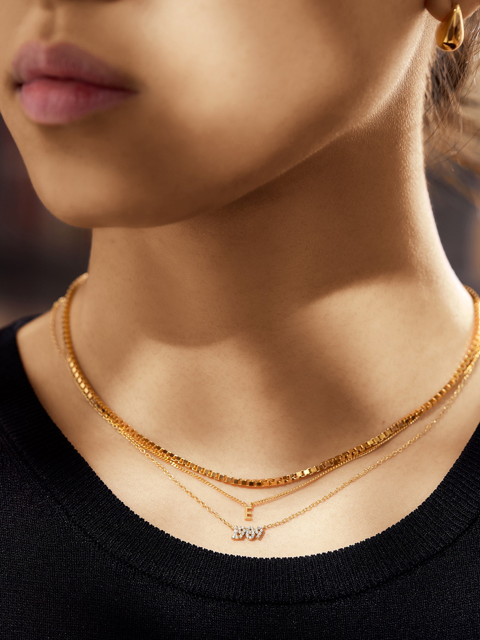 18K Gold Block Font Custom Number Necklace - Block Font Numbers – Made ...