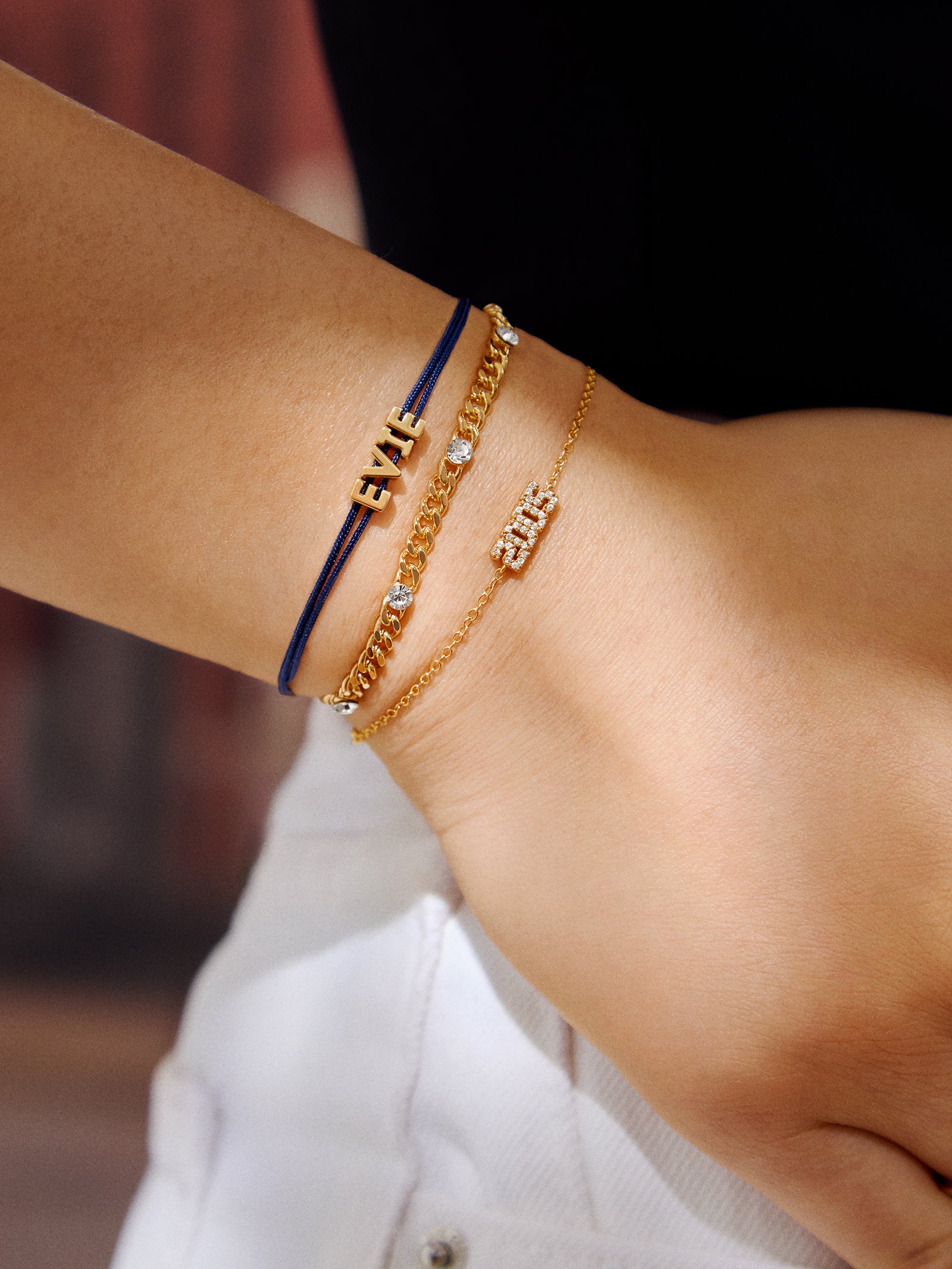 18K Gold Varsity Font Custom Number Bracelet - Varsity Font Numbers ...