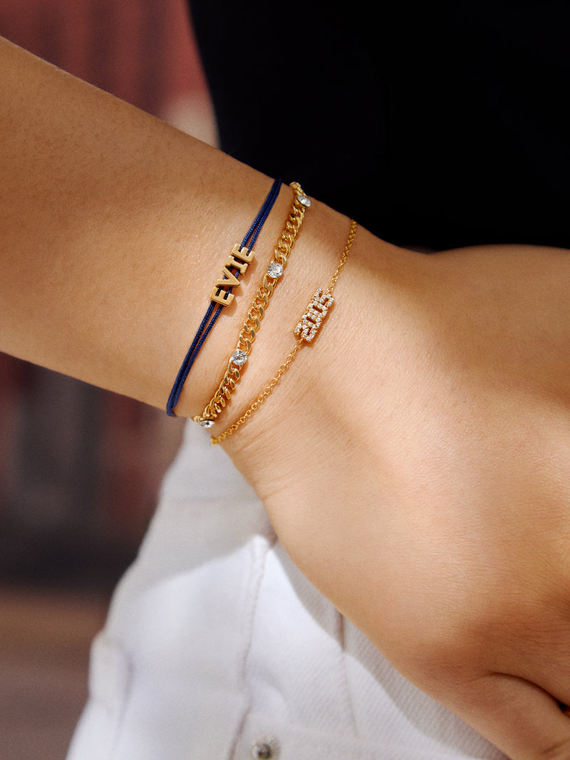 18K Gold Varsity Font Custom Number Bracelet - Varsity Font Numbers ...