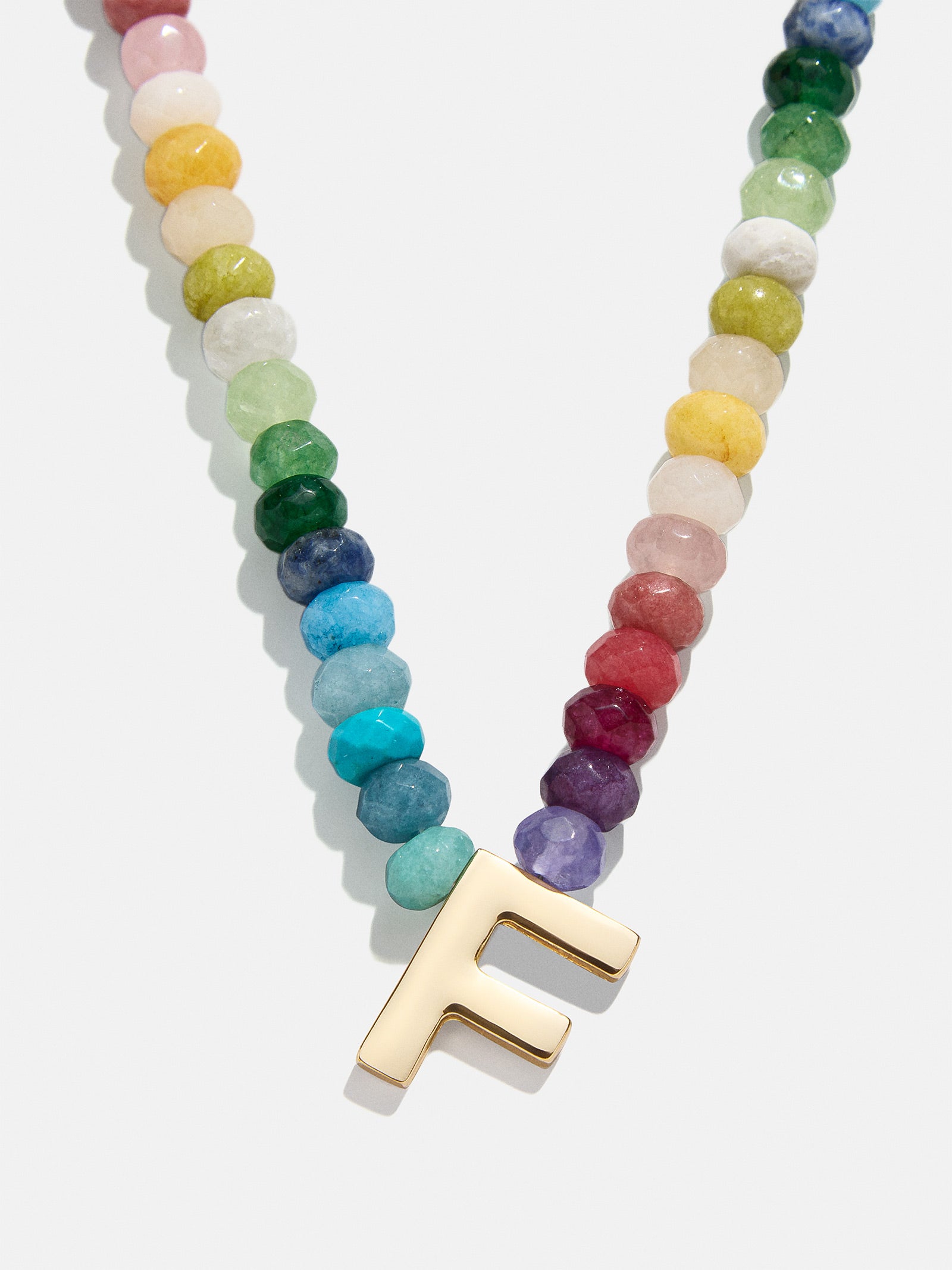 Semi-Precious Block Initial Necklace - Multi – Personalized beaded ...
