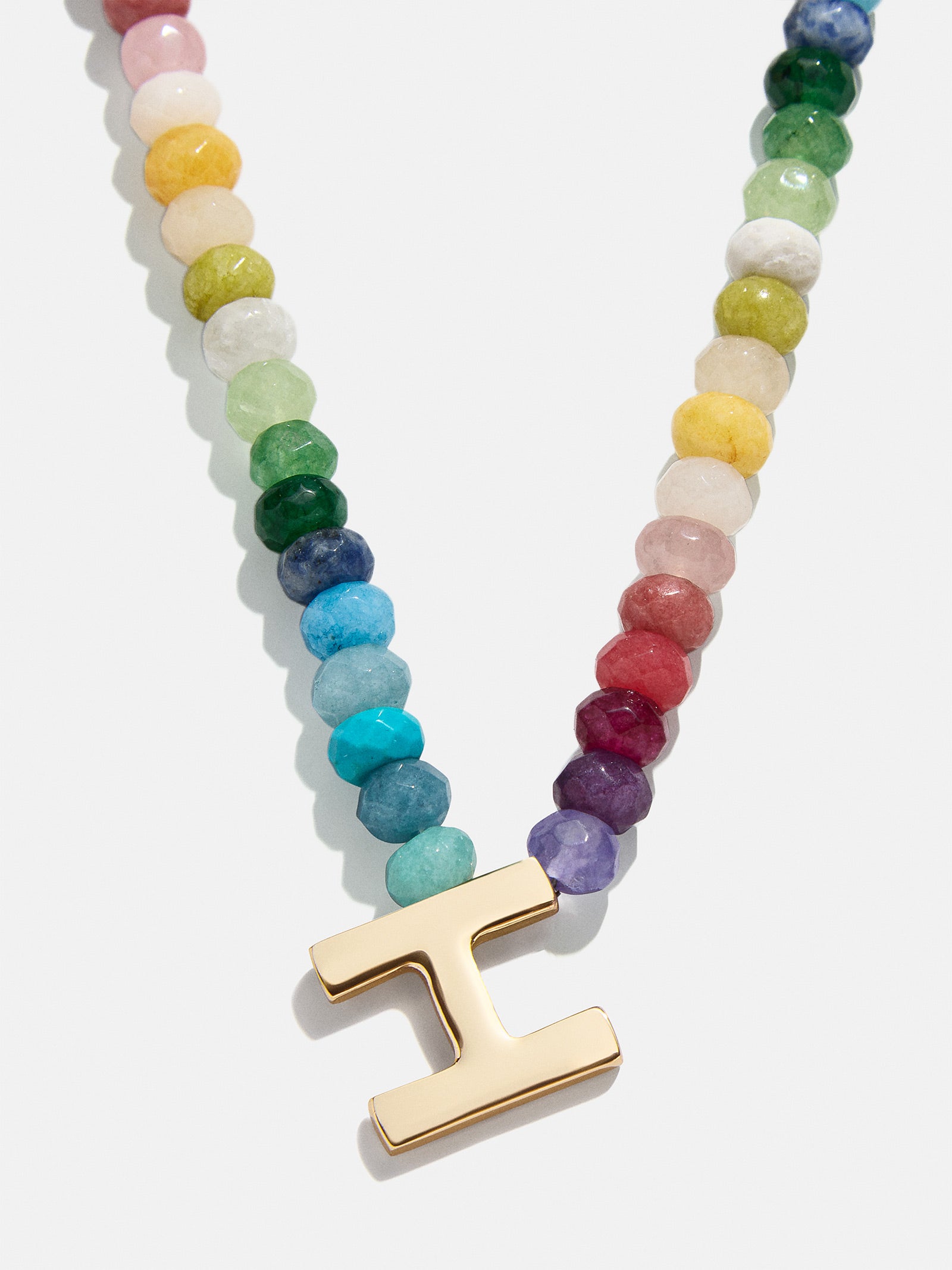 Semi-Precious Block Initial Necklace - Multi – Personalized beaded ...