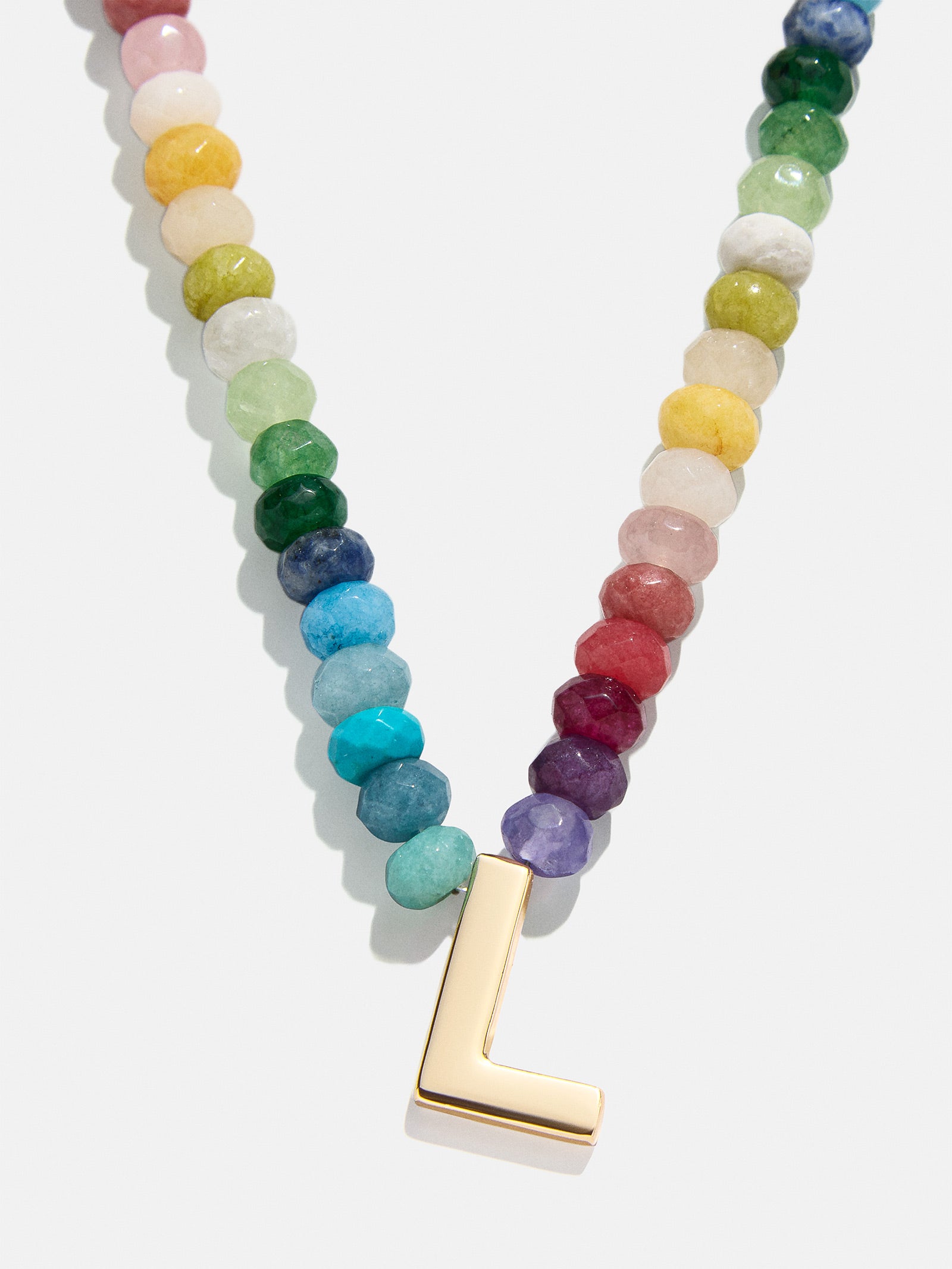 Semi-Precious Block Initial Necklace - Multi – Personalized beaded ...