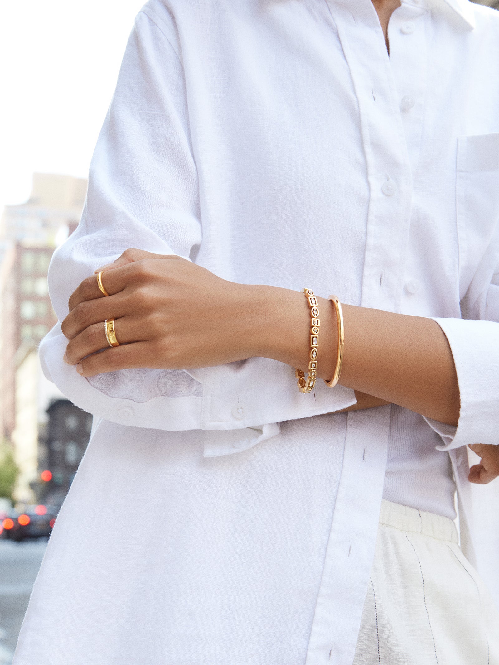 Joyce Bracelet - Gold/Pavé – Gold tennis bracelet – BaubleBar