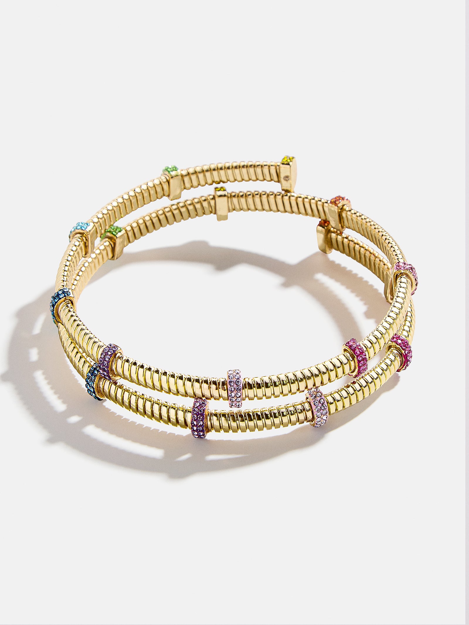 Eve Cuff Bracelet - Gold/Multi – Gold pavé coil bracelet – BaubleBar