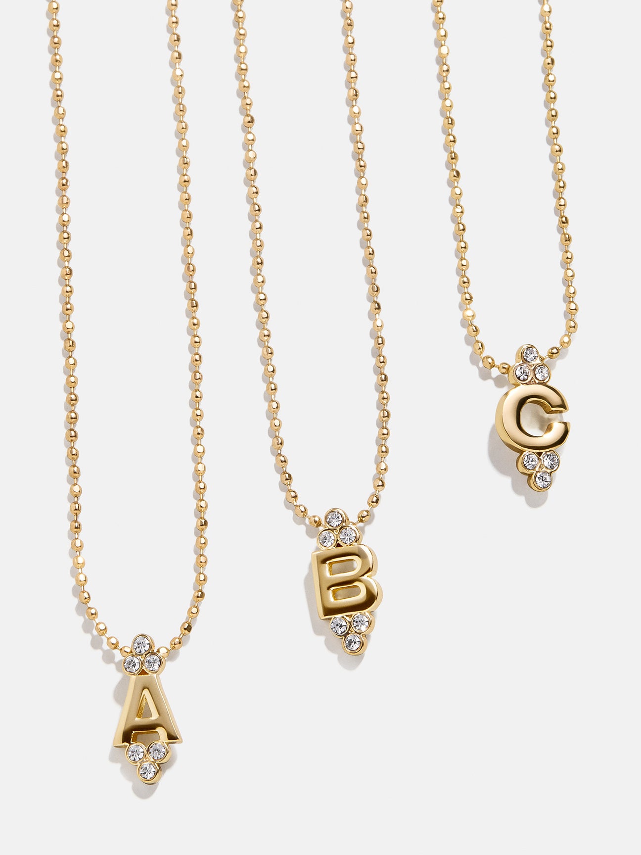Initial Triad Necklace - Gold/Pavé – Initial necklace – BaubleBar
