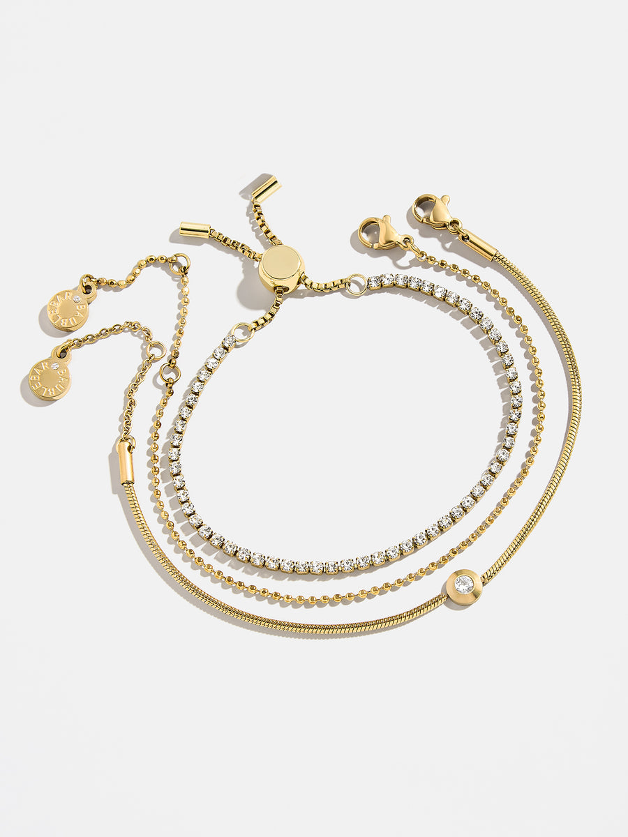 Catherine Waterproof Bracelet Set - Gold/Pavé – Set of three waterproof ...