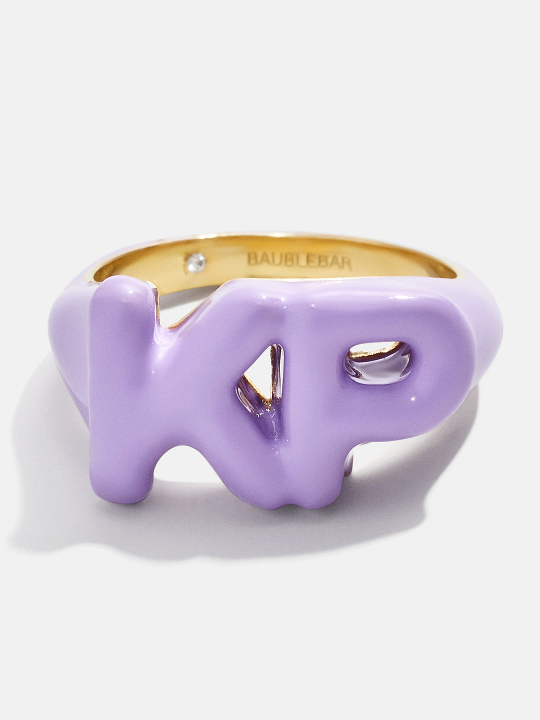 Block Enamel Custom Initial Ring - Purple – Enamel initial ring – BaubleBar