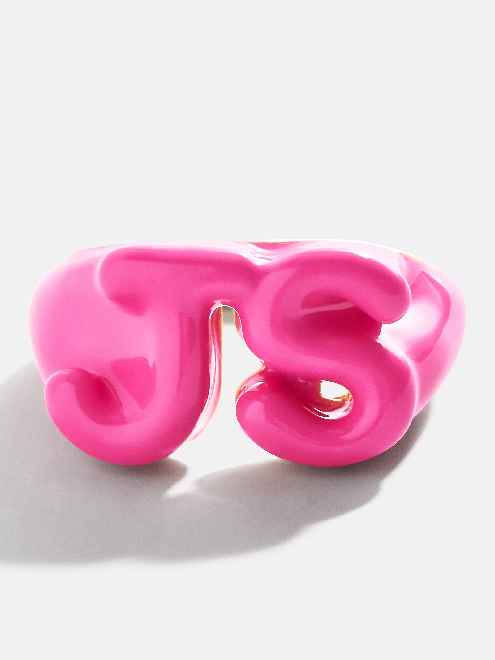 Double Initial Custom Block Ring - Hot Pink – Enamel initial ring ...