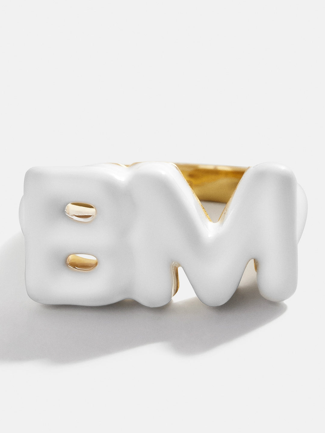 Block Enamel Custom Initial Ring - White – Enamel initial ring – BaubleBar