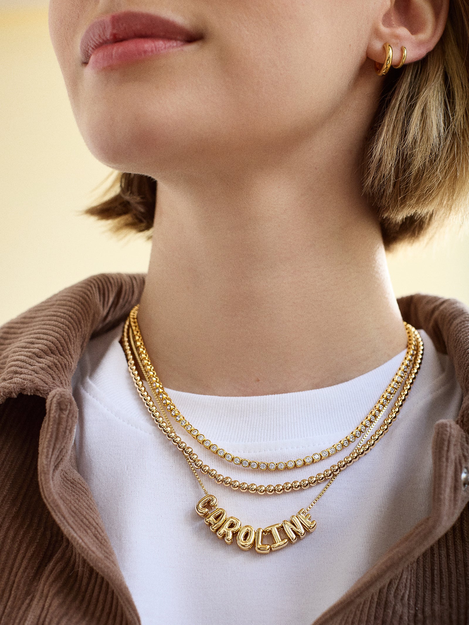 Mini Custom Bubble Letter Necklace - Gold – Customizable bubble ...