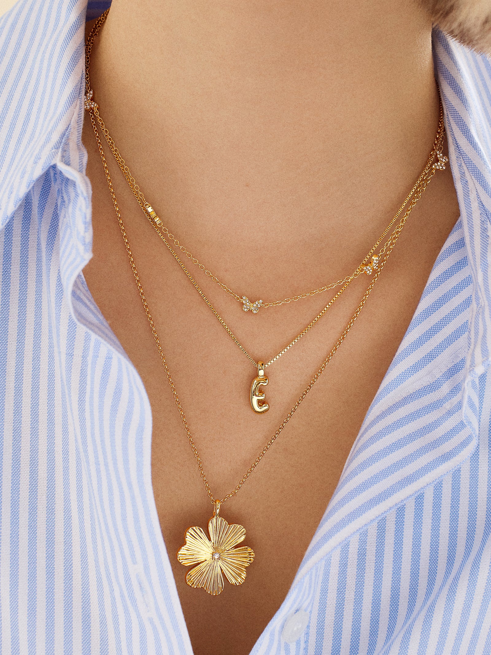 Gwen Mini Bubble Initial Necklace - Gold – Bubble initial necklace ...