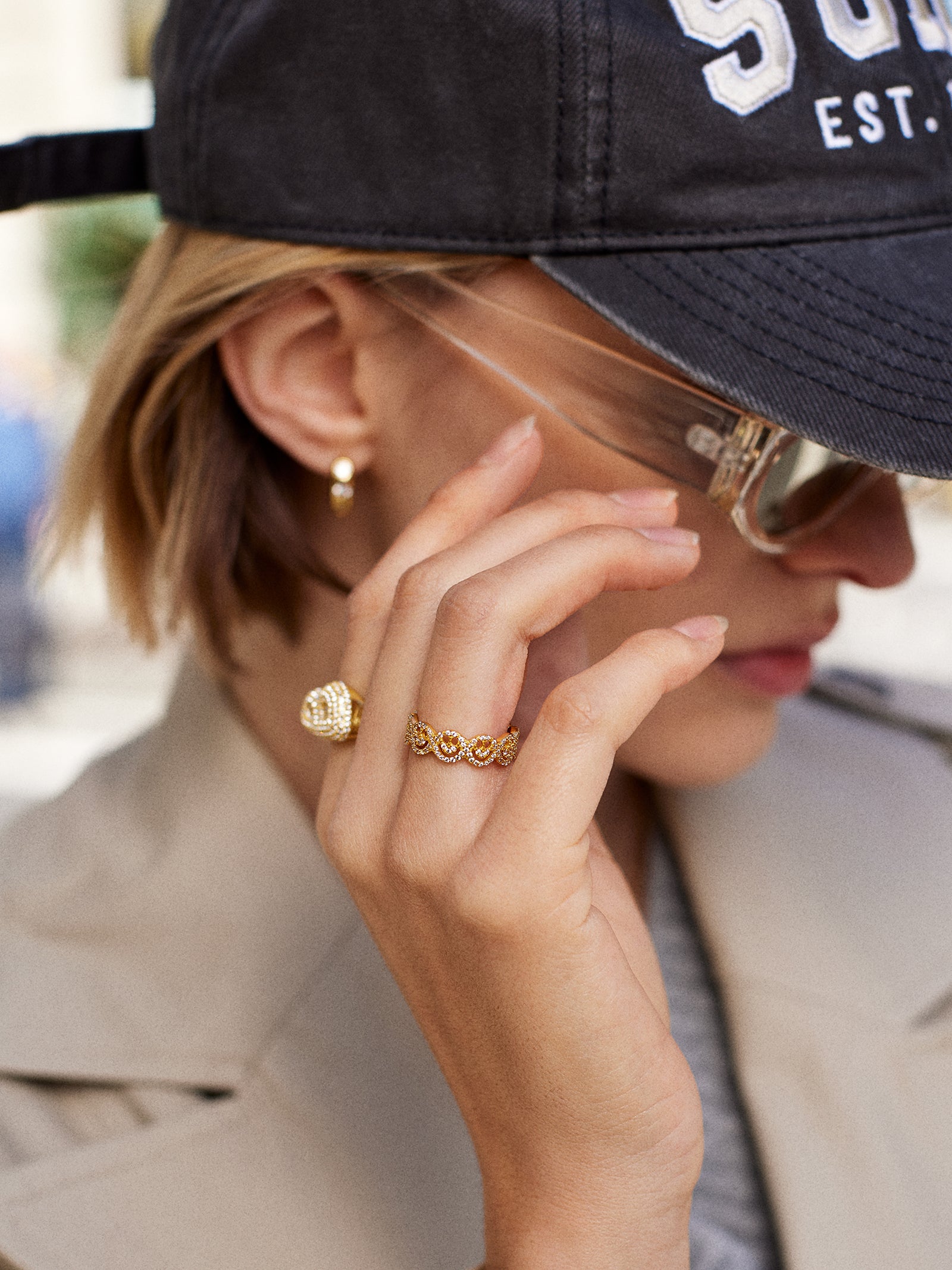 18K Gold Smiley Pavé Ring - Smiley Face – 18K gold plated sterling ...