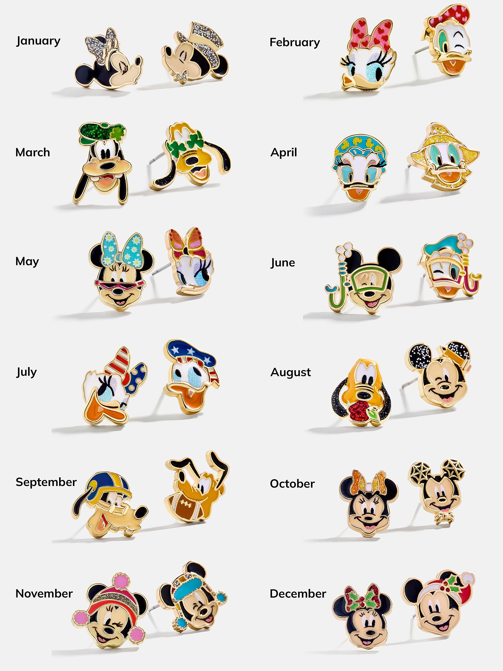 12 Months of Disney Earring Set - Light Multi – Set of twelve Disney ...