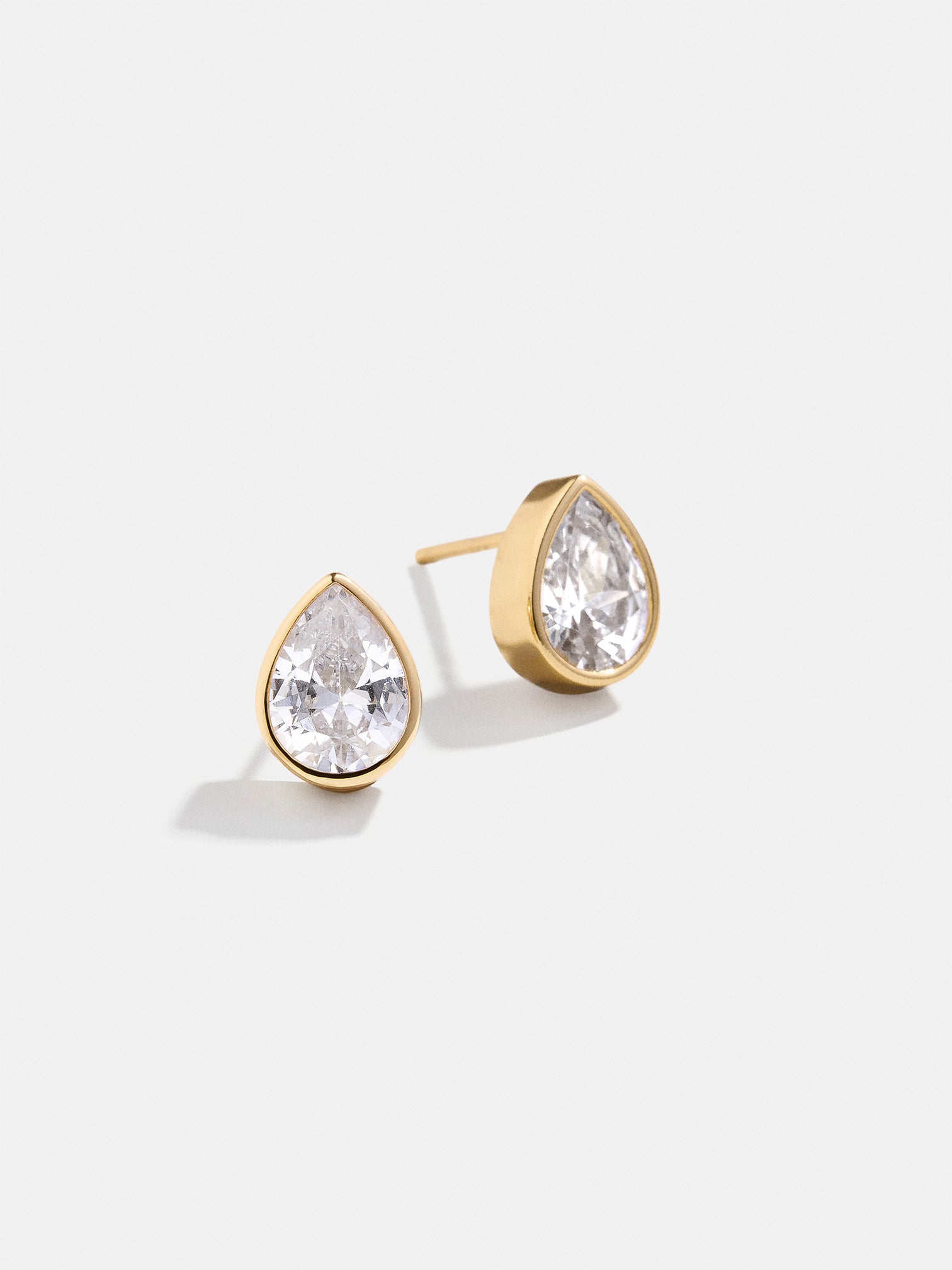 Donna 18K Gold Bezel Earrings - Pear Bezel Set Earrings – 18K gold ...