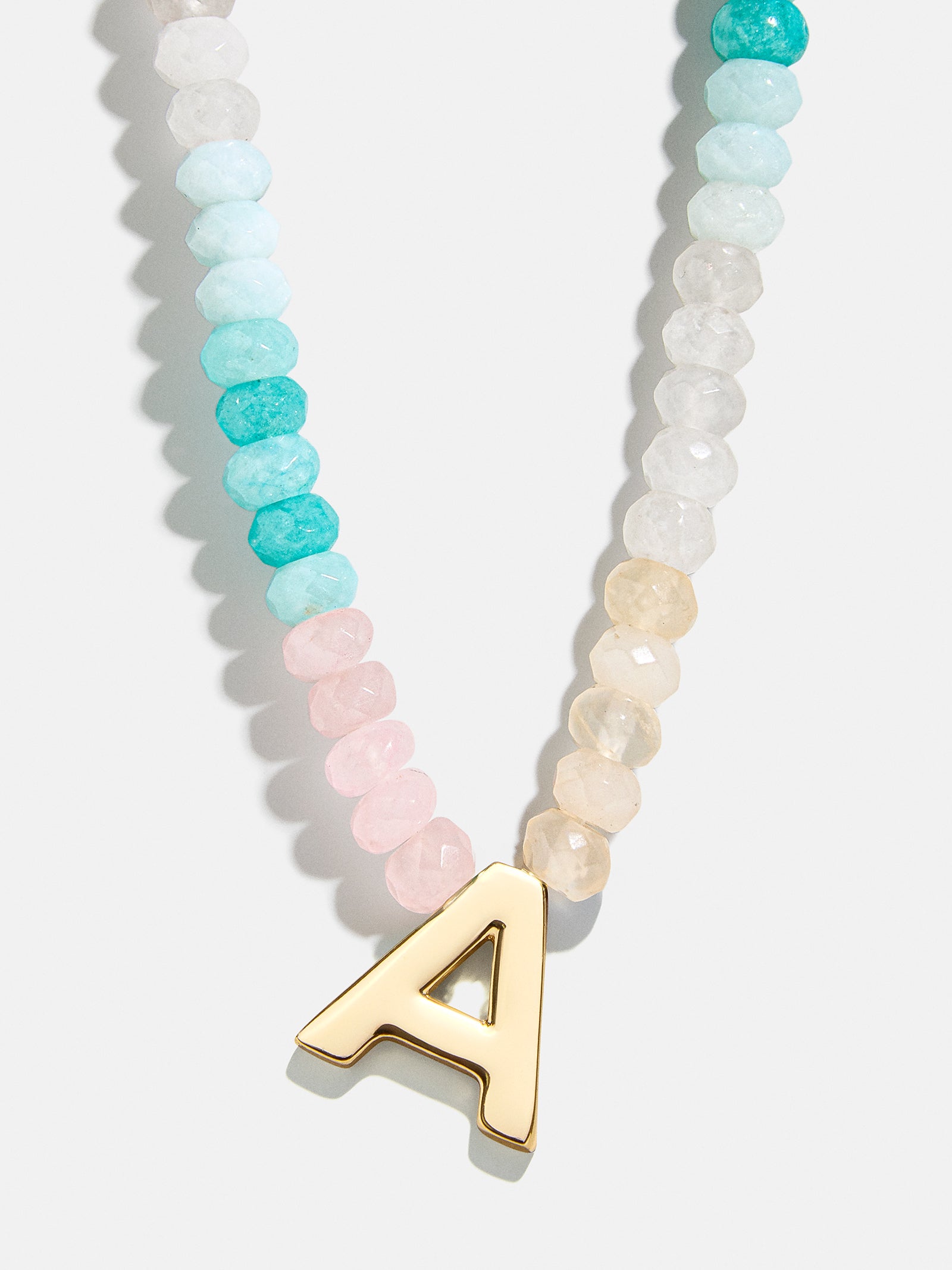 Semi-Precious Block Initial Necklace - Light Multi – Personalized ...