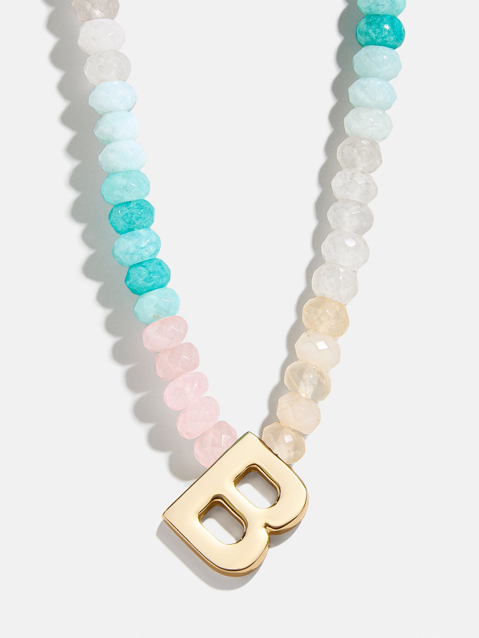 Semi-Precious Block Initial Necklace - Light Multi – Personalized ...