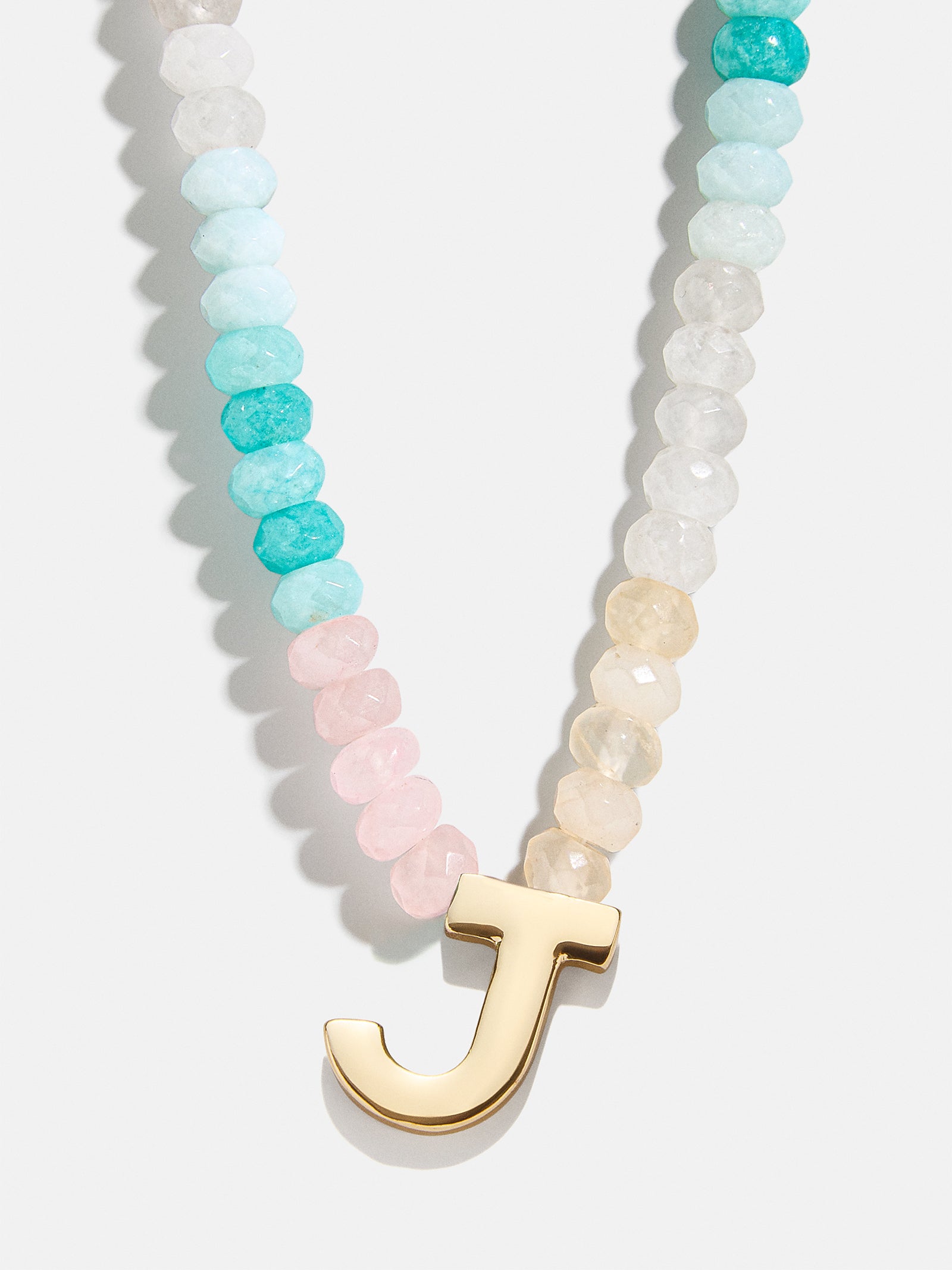 Semi-Precious Block Initial Necklace - Light Multi – Personalized ...