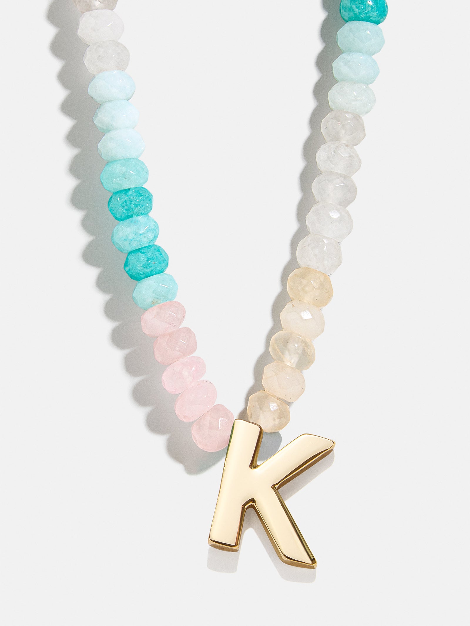 Semi-Precious Block Initial Necklace - Light Multi – Personalized ...