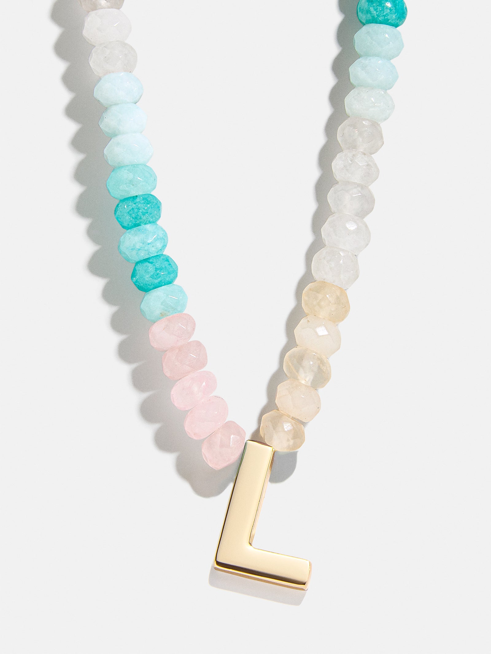 Semi-Precious Block Initial Necklace - Light Multi – Personalized ...