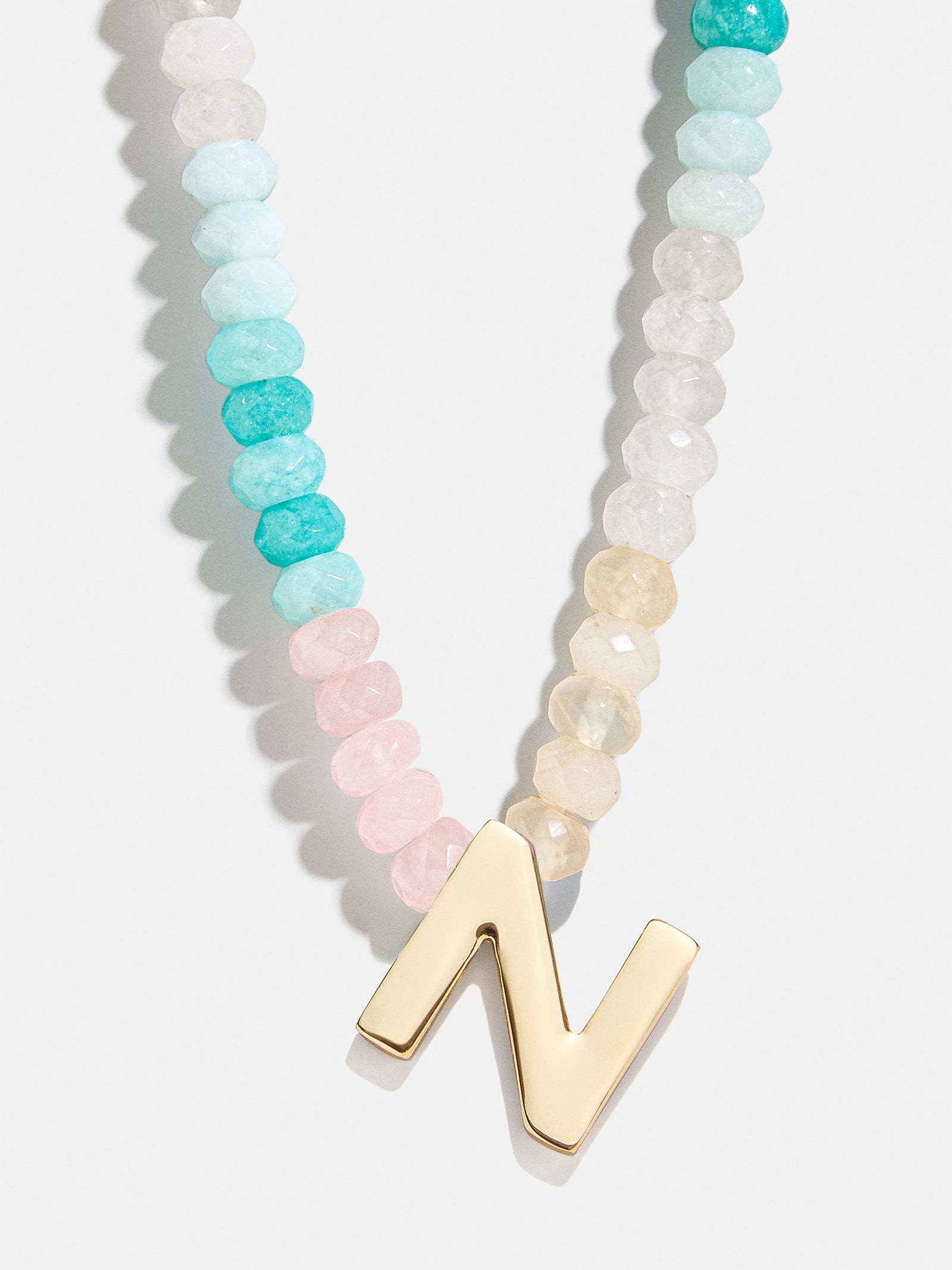 Semi-Precious Block Initial Necklace - Light Multi – Personalized ...