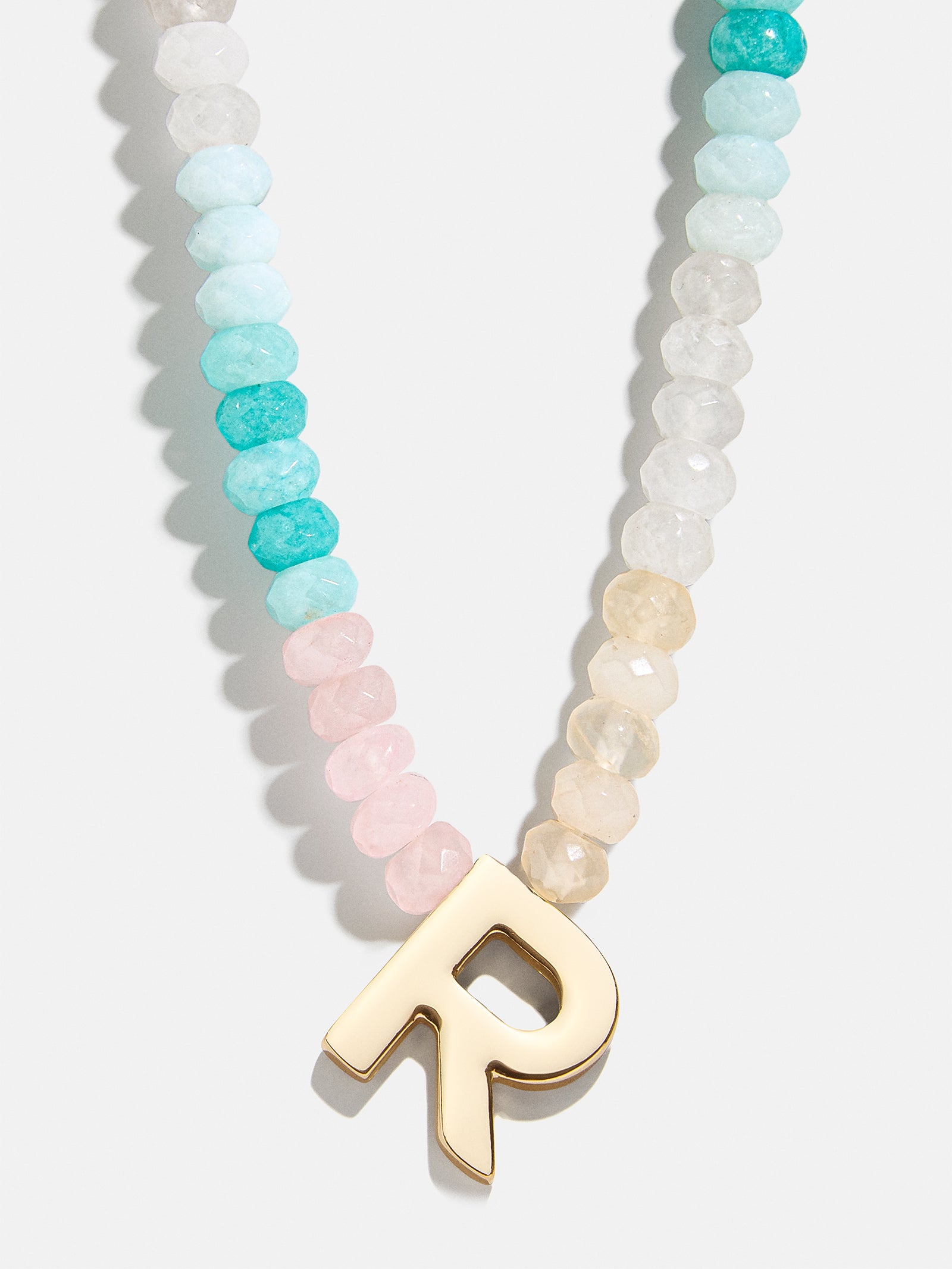Semi-Precious Block Initial Necklace - Light Multi – Personalized ...