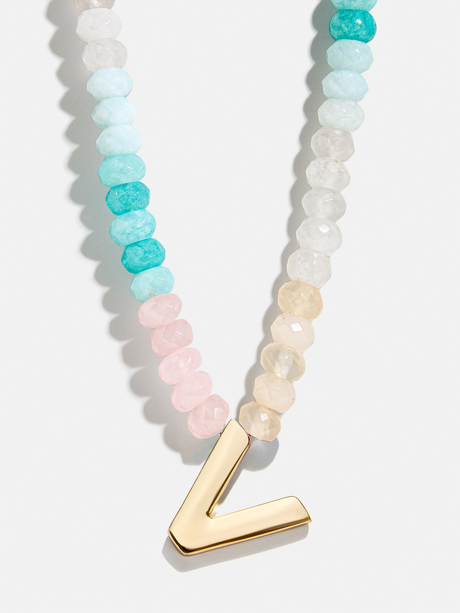 Semi-Precious Block Initial Necklace - Light Multi – Personalized ...
