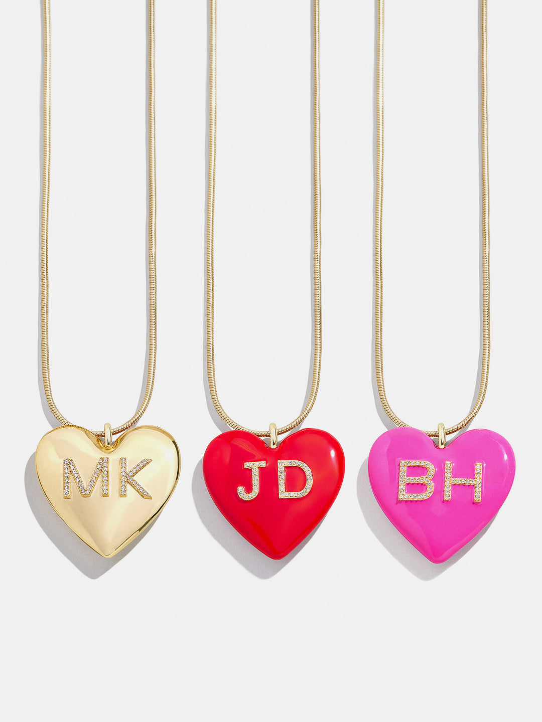 Millie Bubble Heart Custom Initial Necklace - Hot Pink – Heart initial ...