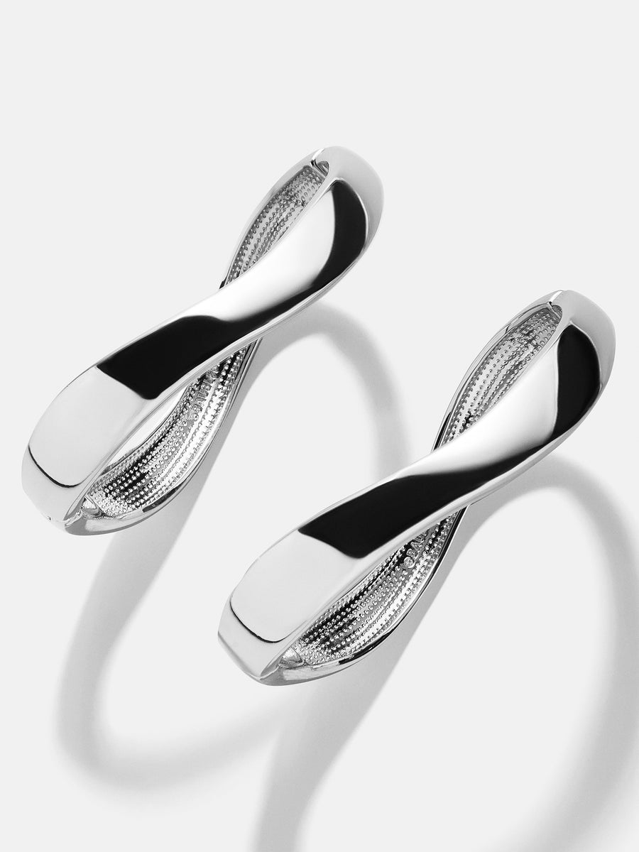 Natalia Wavy Hinge Bangle Set - Silver – 2 silver wave bangles – BaubleBar