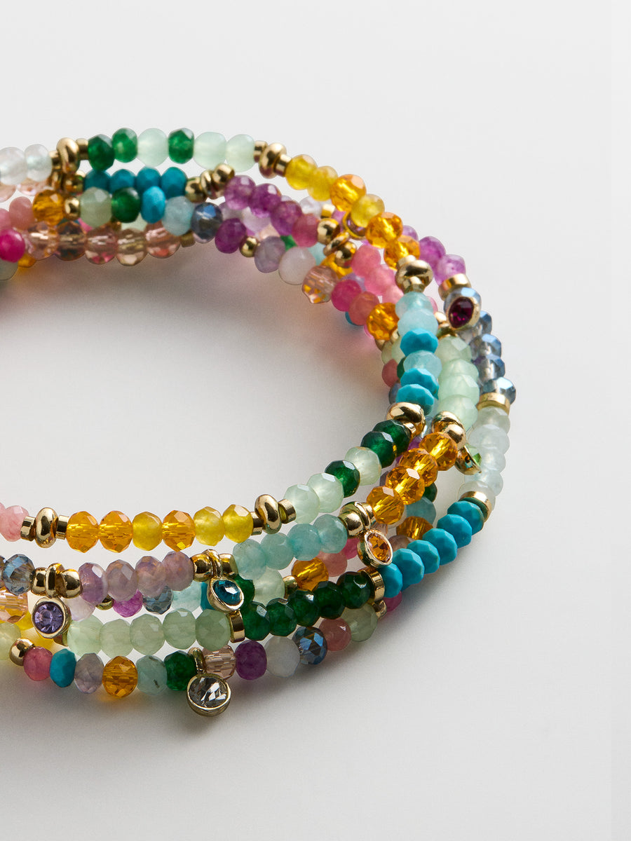 Indya Semi-Precious Layered Bracelet Set - Multi – Set of five beaded ...