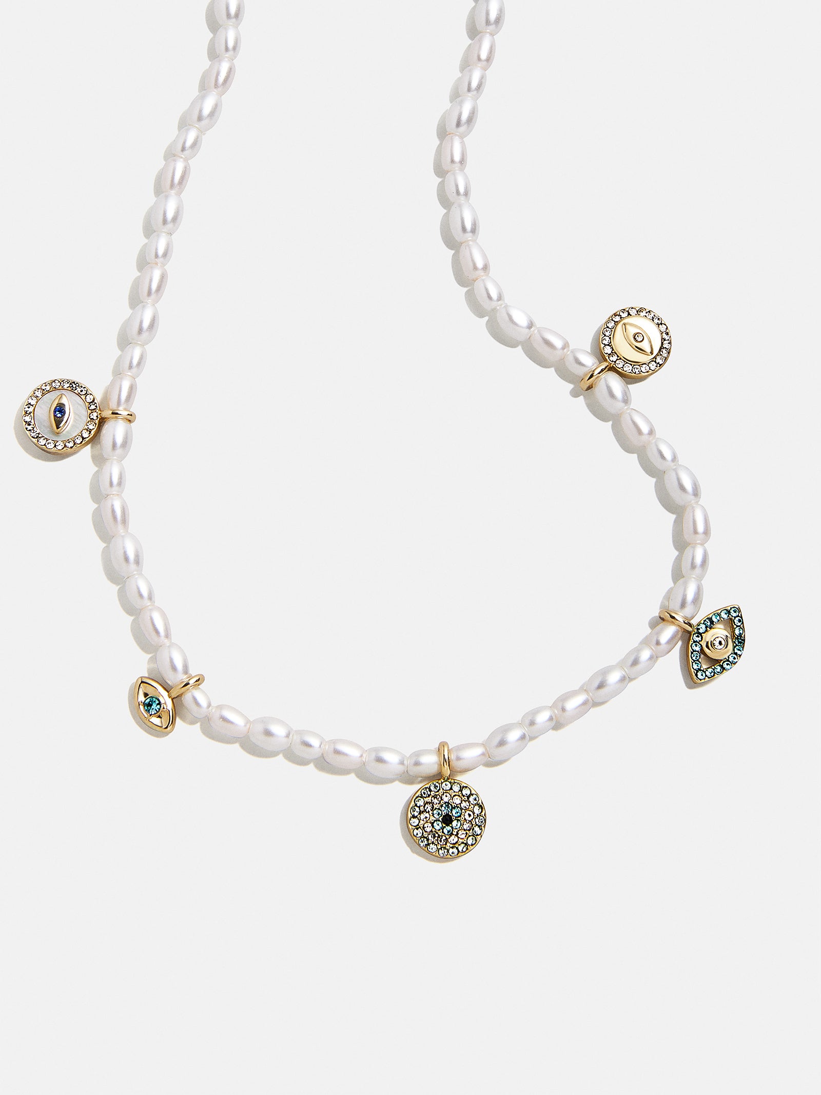 Frida Evil Eye Necklace - White/Blue – Pearl necklace with evil eye ...