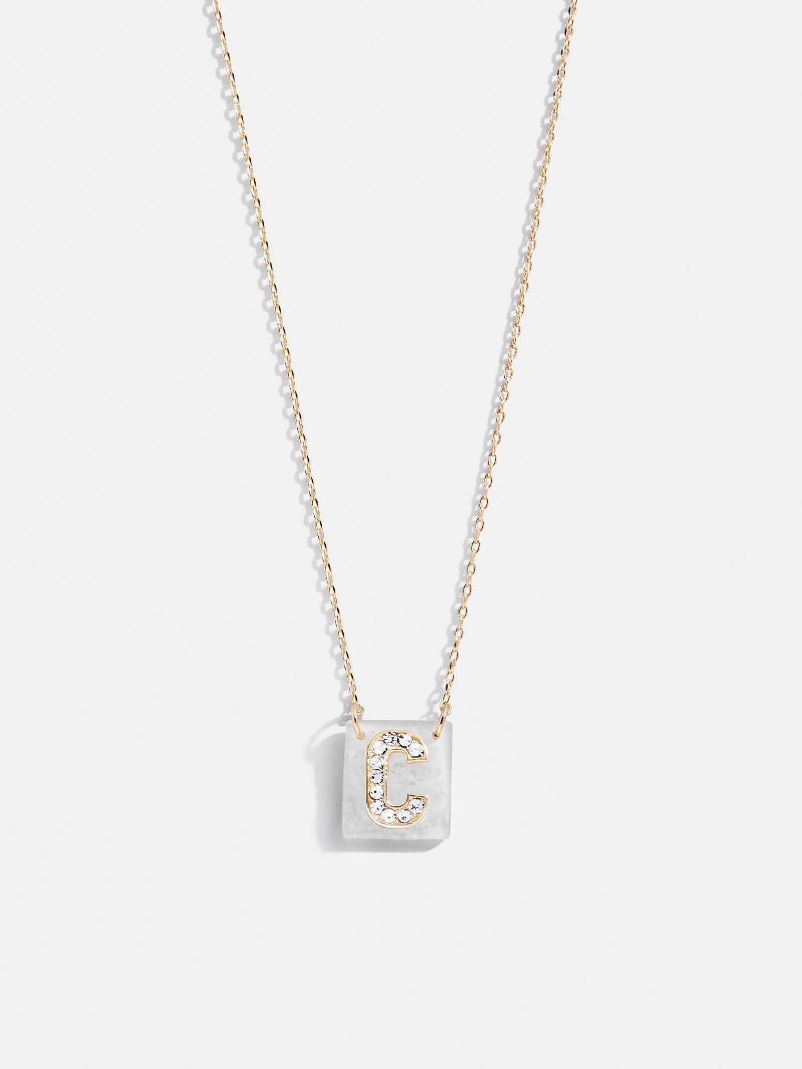 Clementine Initial Necklace - Gold/Pavé – Letter charm on gold chain ...