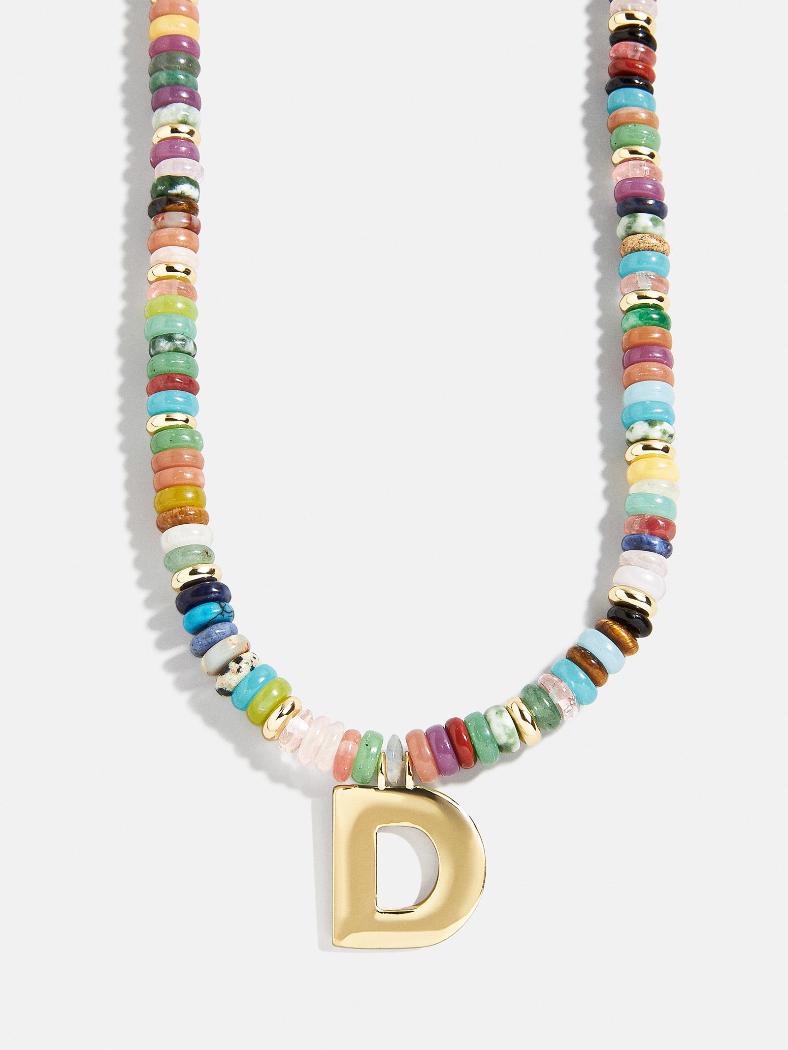 Semi-Precious Block Initial Necklace - Multi/Gold – Personalized beaded ...