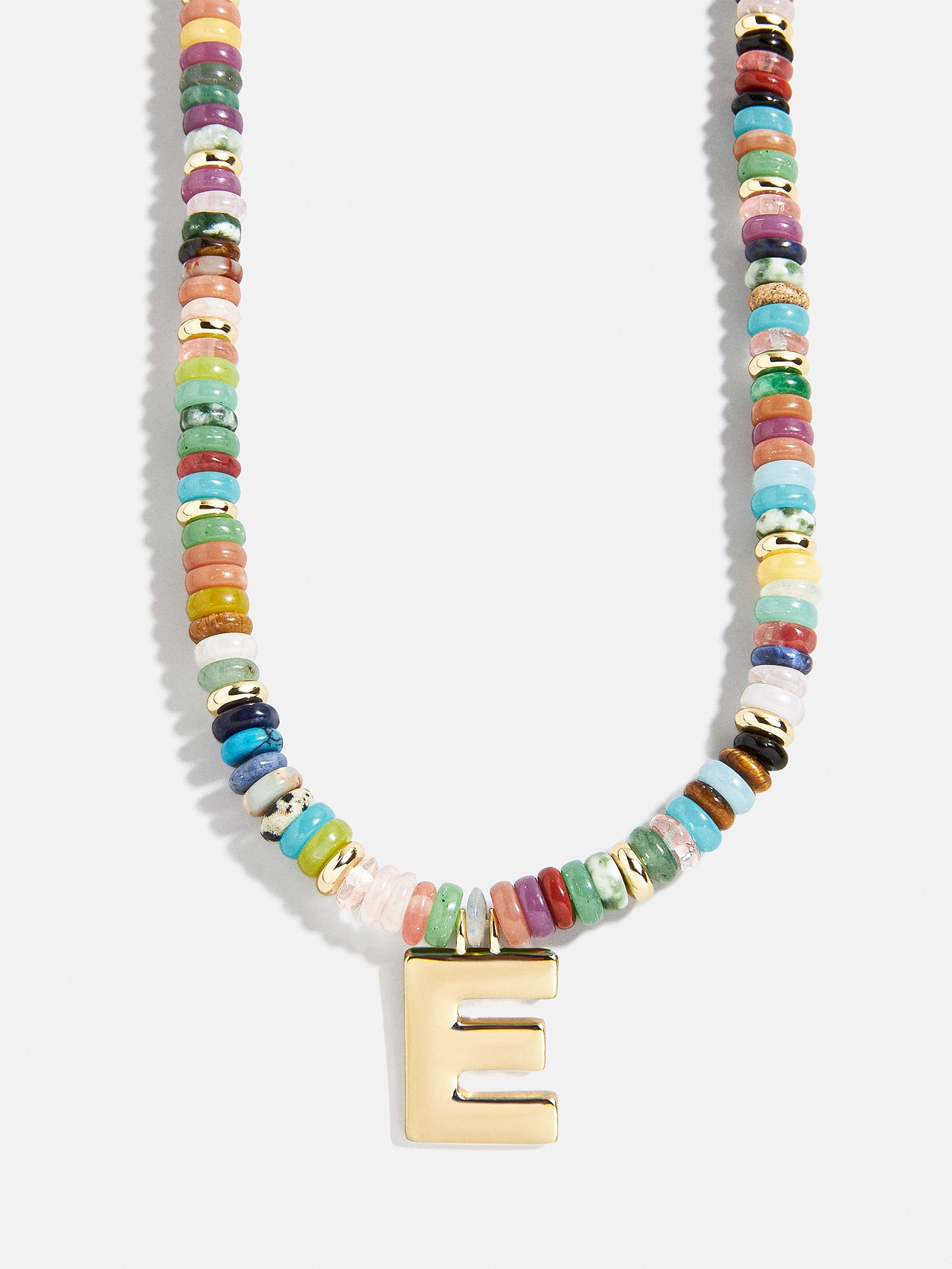 Semi-Precious Block Initial Necklace - Multi/Gold – Personalized beaded ...