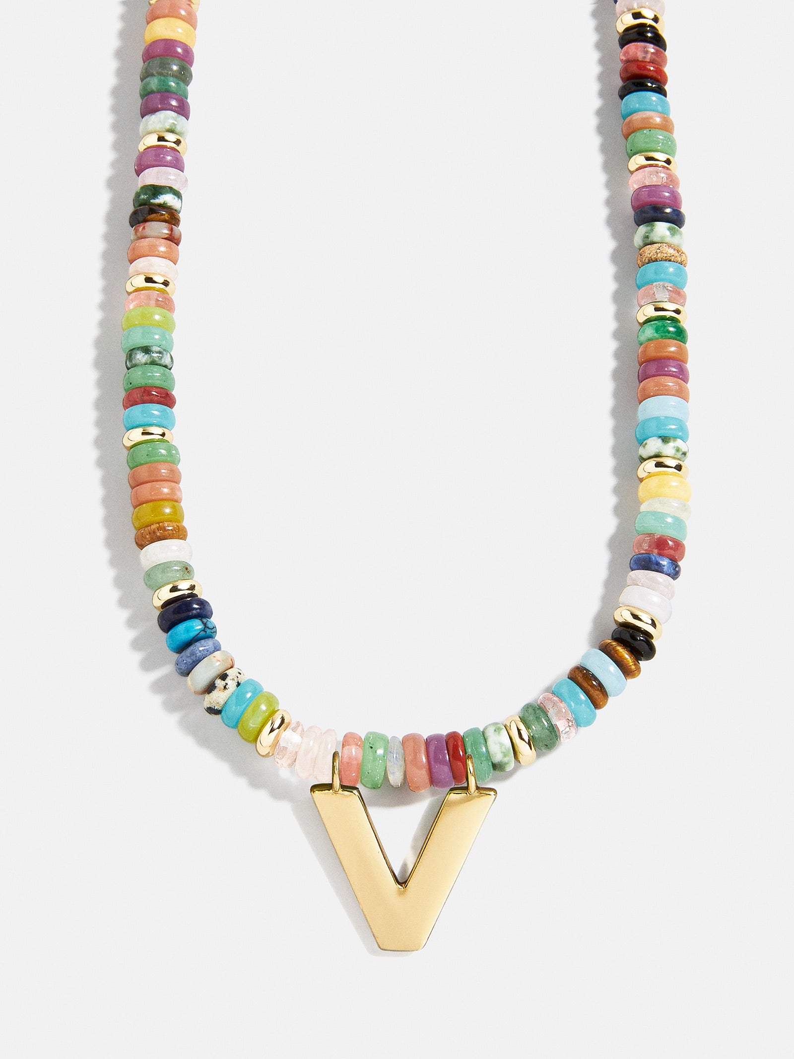 Semi-Precious Block Initial Necklace - Multi/Gold – Personalized beaded ...