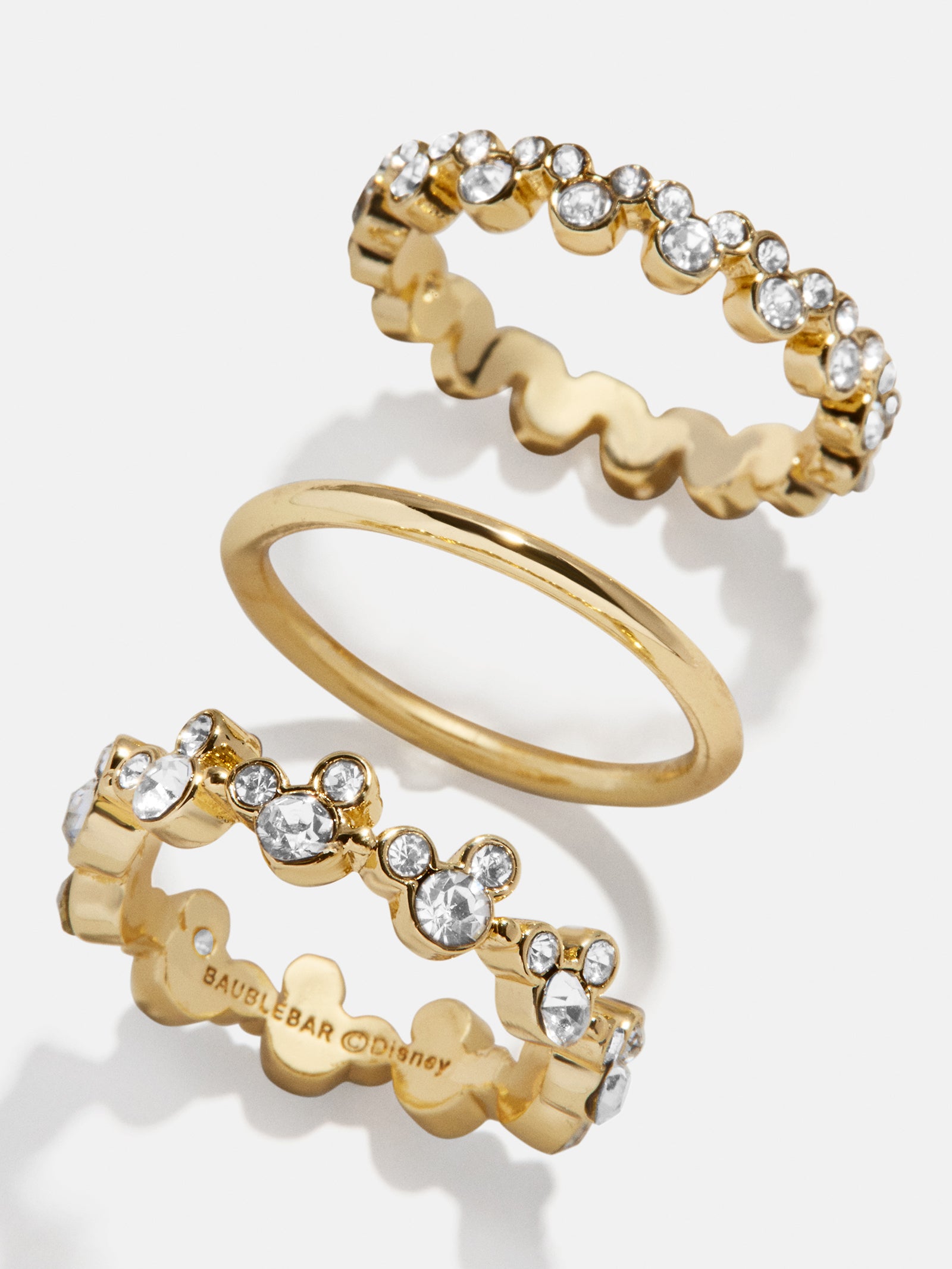 Disney Mickey Mouse Ring Set - Gold/Pavé – Set of 3 Disney rings ...