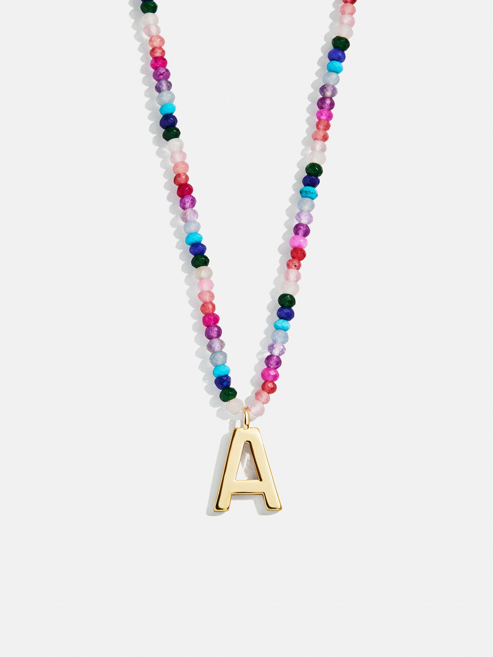Semi-Precious Block Initial Necklace - Dark Multi – Personalized beaded ...