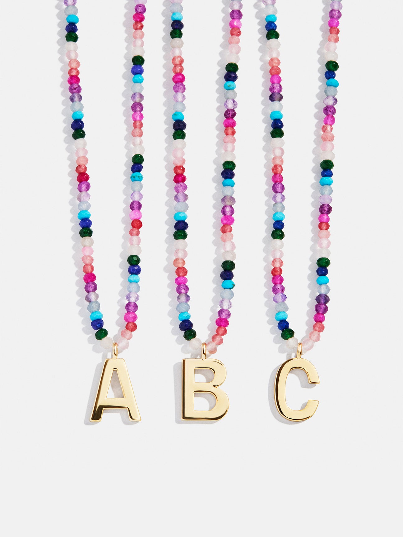 Semi-Precious Block Initial Necklace - Dark Multi – Personalized beaded ...