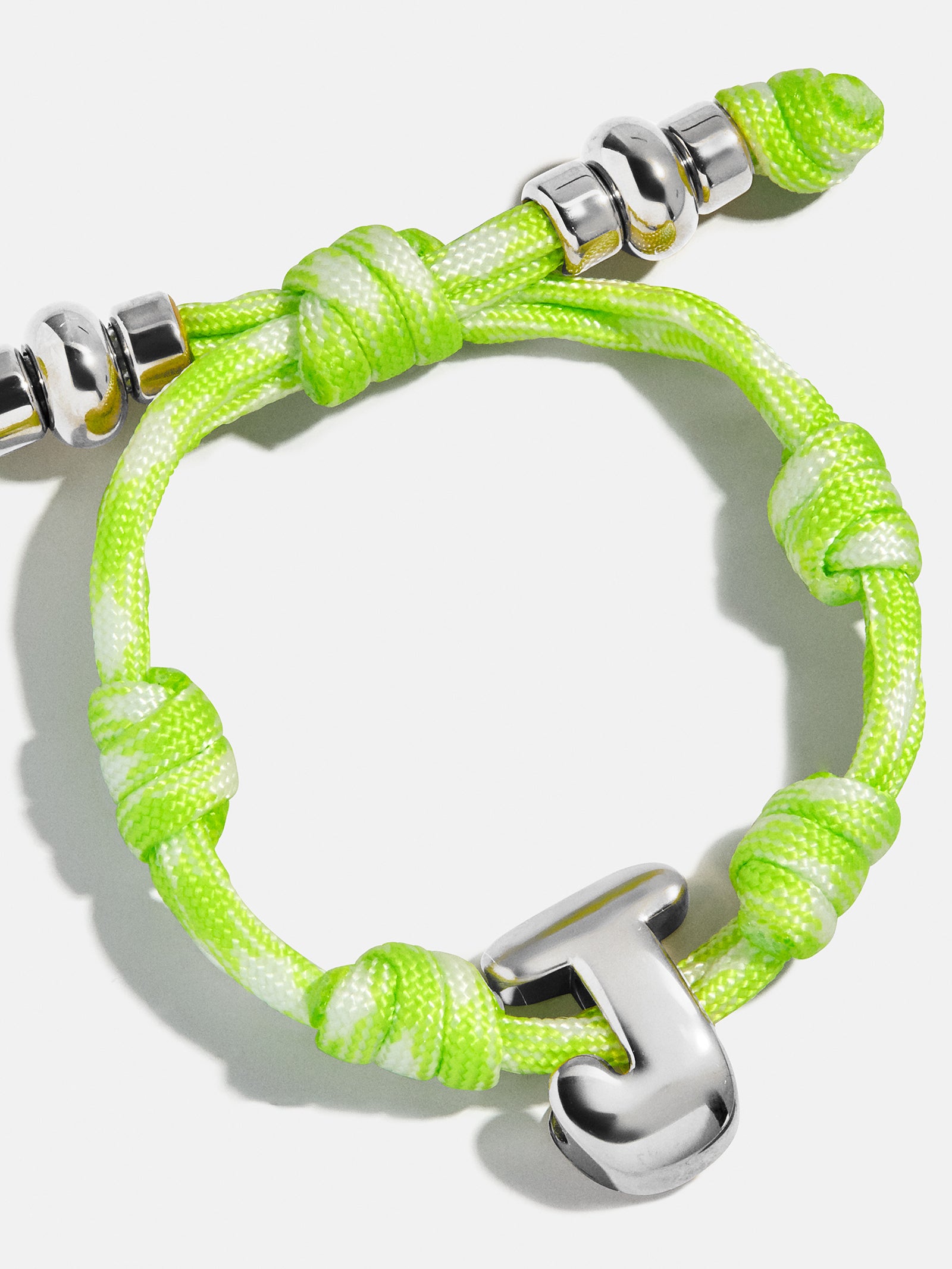 Knotty Initial Bracelet - Lime Green – Initial waterproof paracord bracelet – BaubleBar