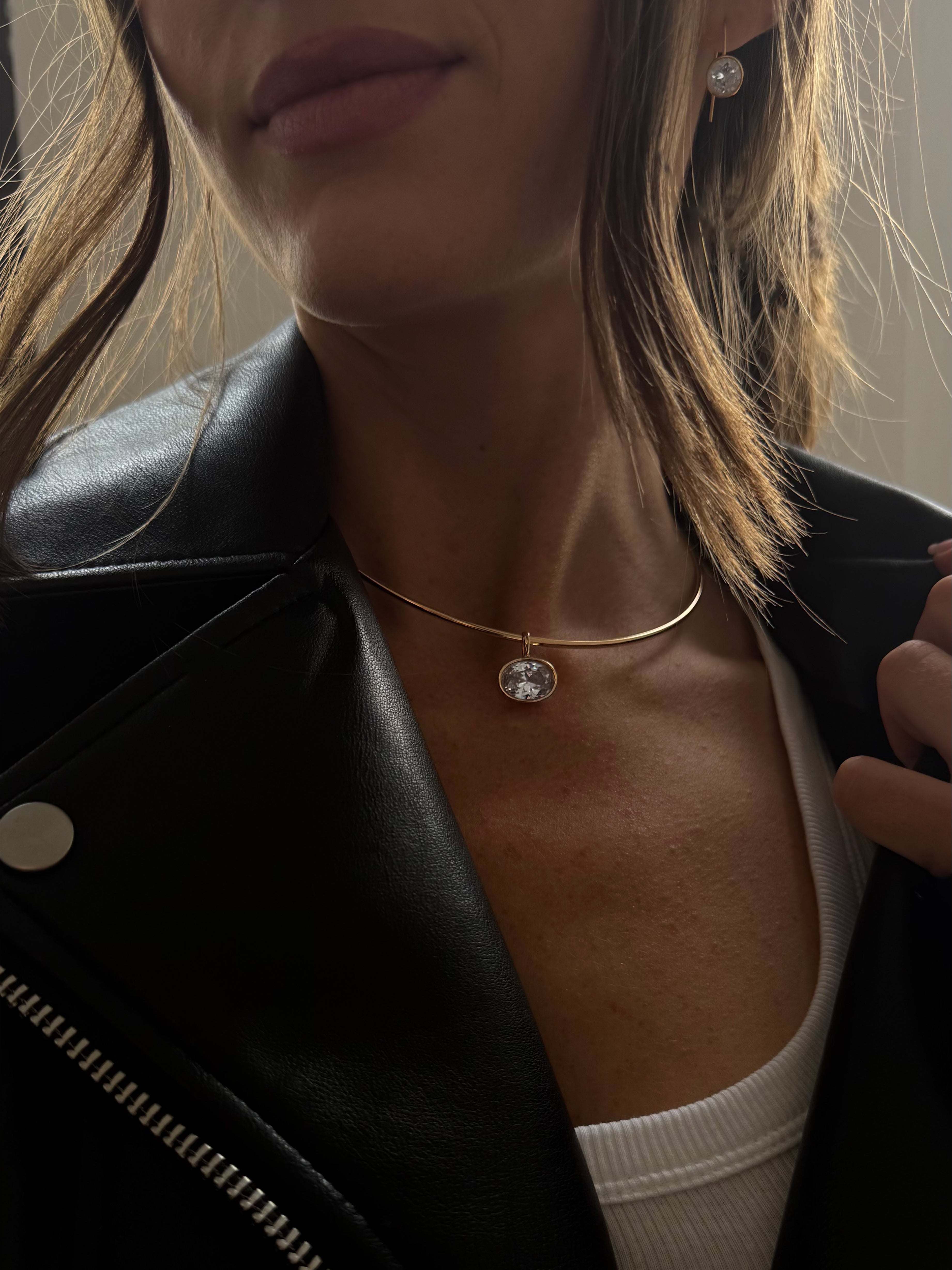 Lexi Crystal Collar Necklace - Gold – Choker necklace with oval crystal ...