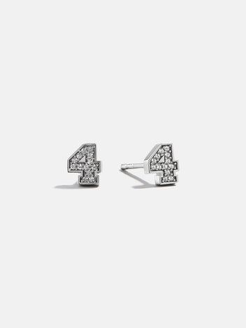Varsity Number Custom Stud Earrings - Silver Single Digit – Ends Sunday ...