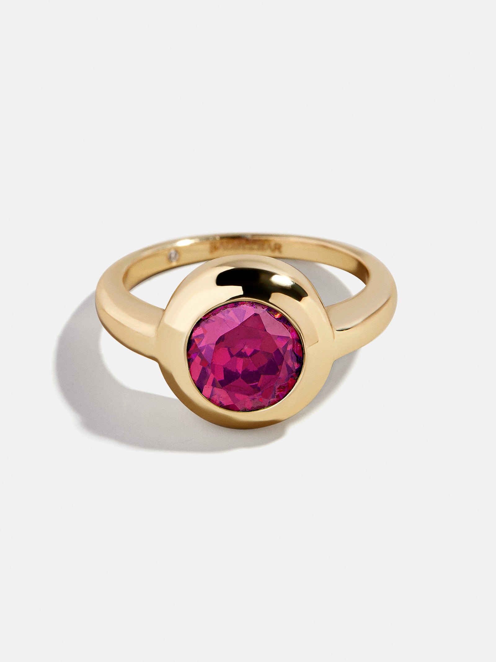 Gold Cubic Zirconia Custom Birthstone Ring - Ruby – Statement gold ring ...