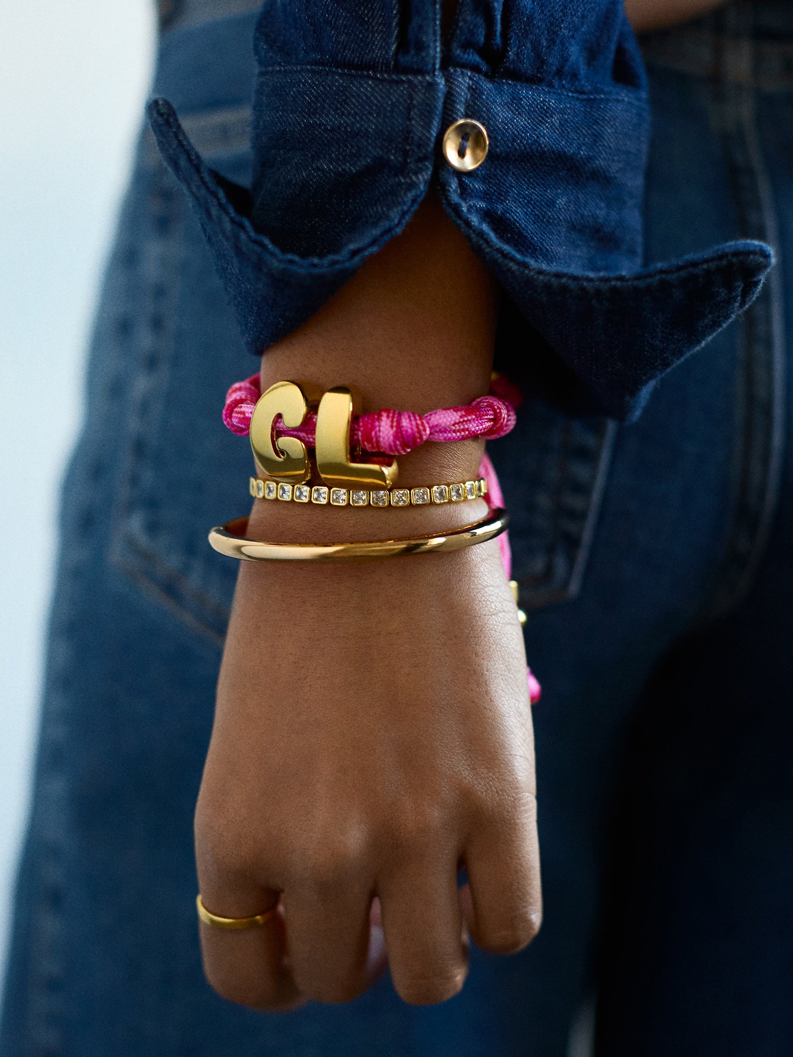 Knotty Initial Custom Bracelet - Fuchsia Double Letters – BaubleBar