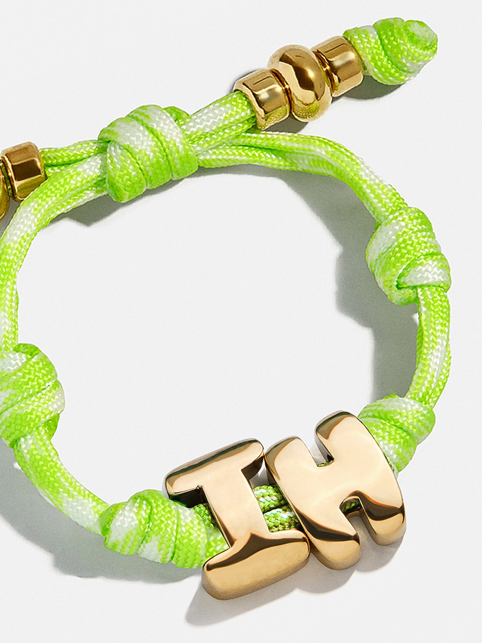 Knotty Initial Custom Bracelet - Lime Green Double Letters – BaubleBar