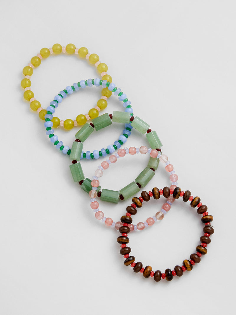 Darcy Beaded Bracelet Set - Muted Multi – Set of five stacking ...