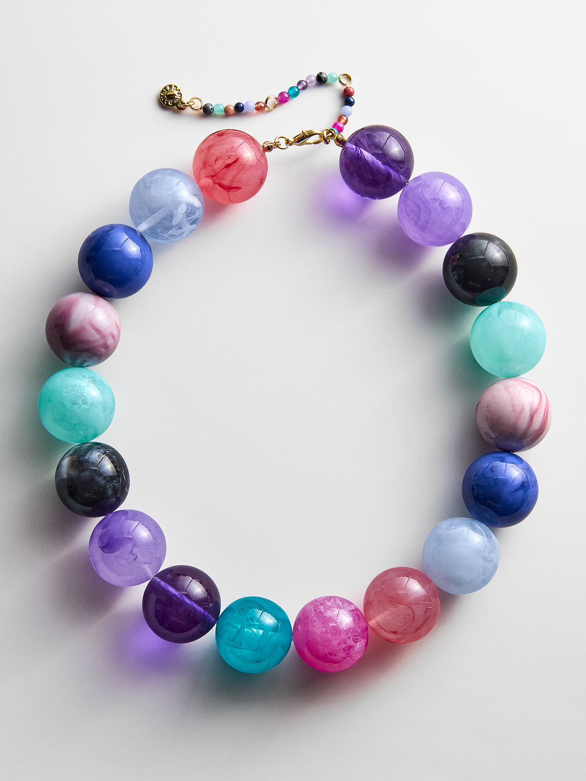 Jane Beaded Necklace - Muted Multi Bead – Chunky statement necklace ...